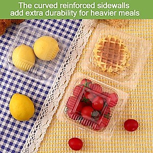 60Pcs Clear Take out Containers,Plastic Hinged Food Container,Clear Cake Containers Square,Disposable Clamshell Dessert Container with Lids for Salads Sandwiches Hamburger Dessert (5.3x4.7x2.8 in)