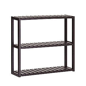 Kinsuite 3-Tier Bathroom Adjustable Multifunctional Bamboo Shelf Layer Rack Wall Mounted Utility Storage Organizer Towel Shelves Kitchen Living Room Holder, Dark Brown