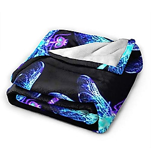 LTtie Blanket Neon Purple Dragonflies Ultra Soft Throw Blanket All Seasons Velvet Blanket Cozy Warm Bed Blanket Durable Plush Blanket Easy Care Home Decor for Couch Sofa Bed