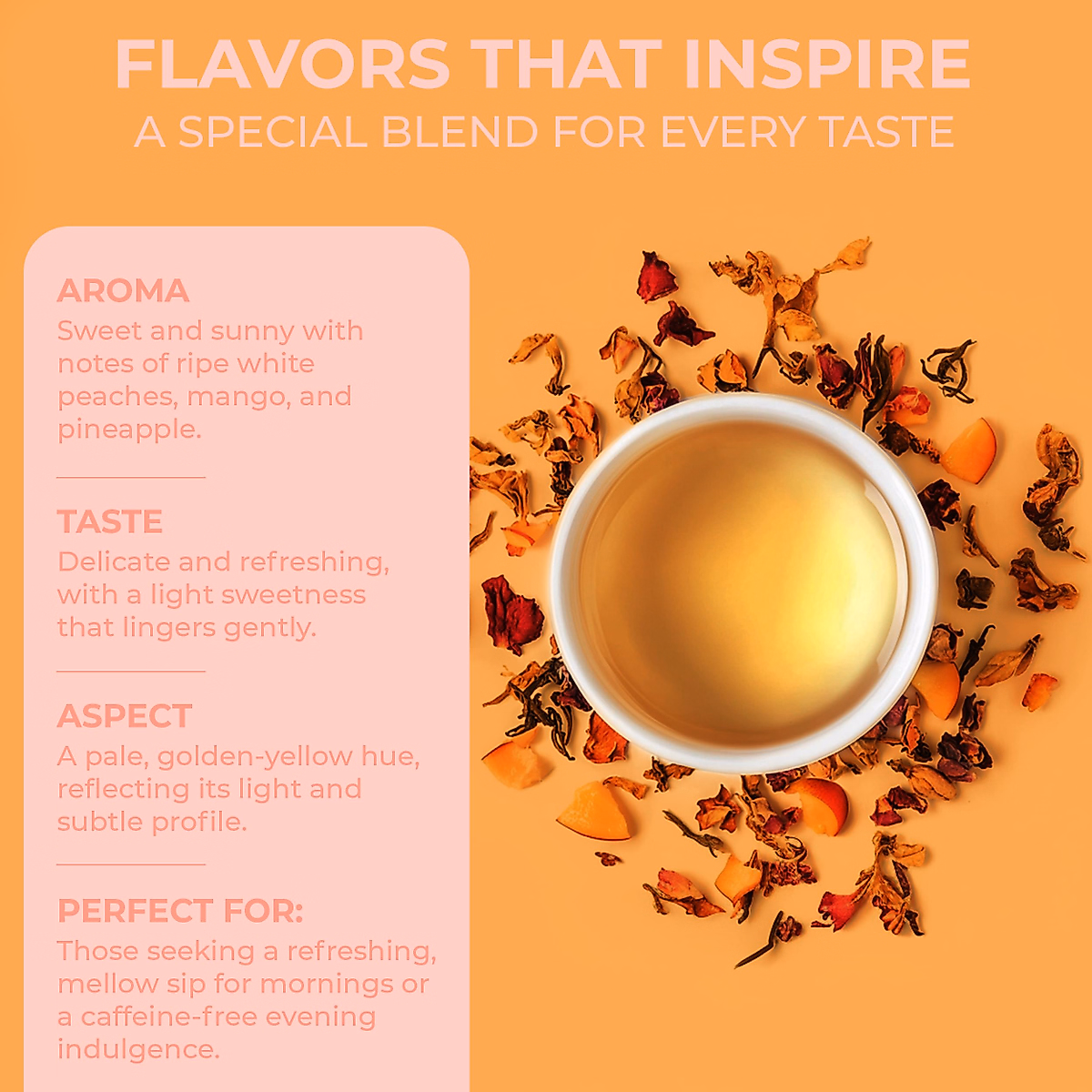 Katy’s Peach Bellini Loose Leaf Tea | Fruity & Refreshing White Herbal Tea | Caffeine-Free Peach Tea | 30+ Cups | Hot or Iced | Apple, Peach & Mango | Premium Quality | Woman-Owned | 2.75oz Pouch