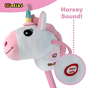 WALIKI Unicorn Stick Horse Toy for 2, 3, 4, 5, 6 & 7 Year Old Girls | Cute Birthday Gift for Little Girls | Pretend Play Pony for Toddlers & Preschoolers