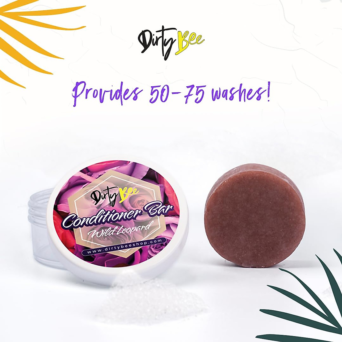 Dirty Bee Vegan Conditioner Bar - All Natural Deep Conditioner for Dry Damaged Hair - Cleansing, Smoothing & Volumizing Straight & Curly Hair Care Products Travel Size, 50-75 Washes