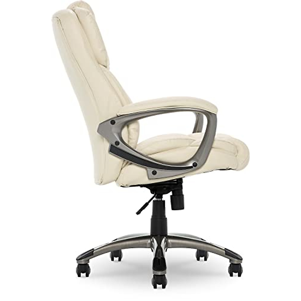 Serta Executive Office Adjustable Ergonomic Computer Chair with Layered Body Pillows, Waterfall Seat Edge, Bonded Leather, Ivory White