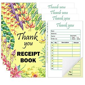 Thank You Receipt Book for Small Business 3.5x5.5 inch Receipt Book Order Forms Pad 2 Part Carbonless 50 Sets Sales Receipt Form, Order Invoice Book Invoice for Office Business Supplies