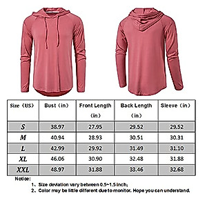 MUSE FATH Mens Lightweight Long Sleeve Active Baseball Hoodie Tee Shirts-Dark Grey-S