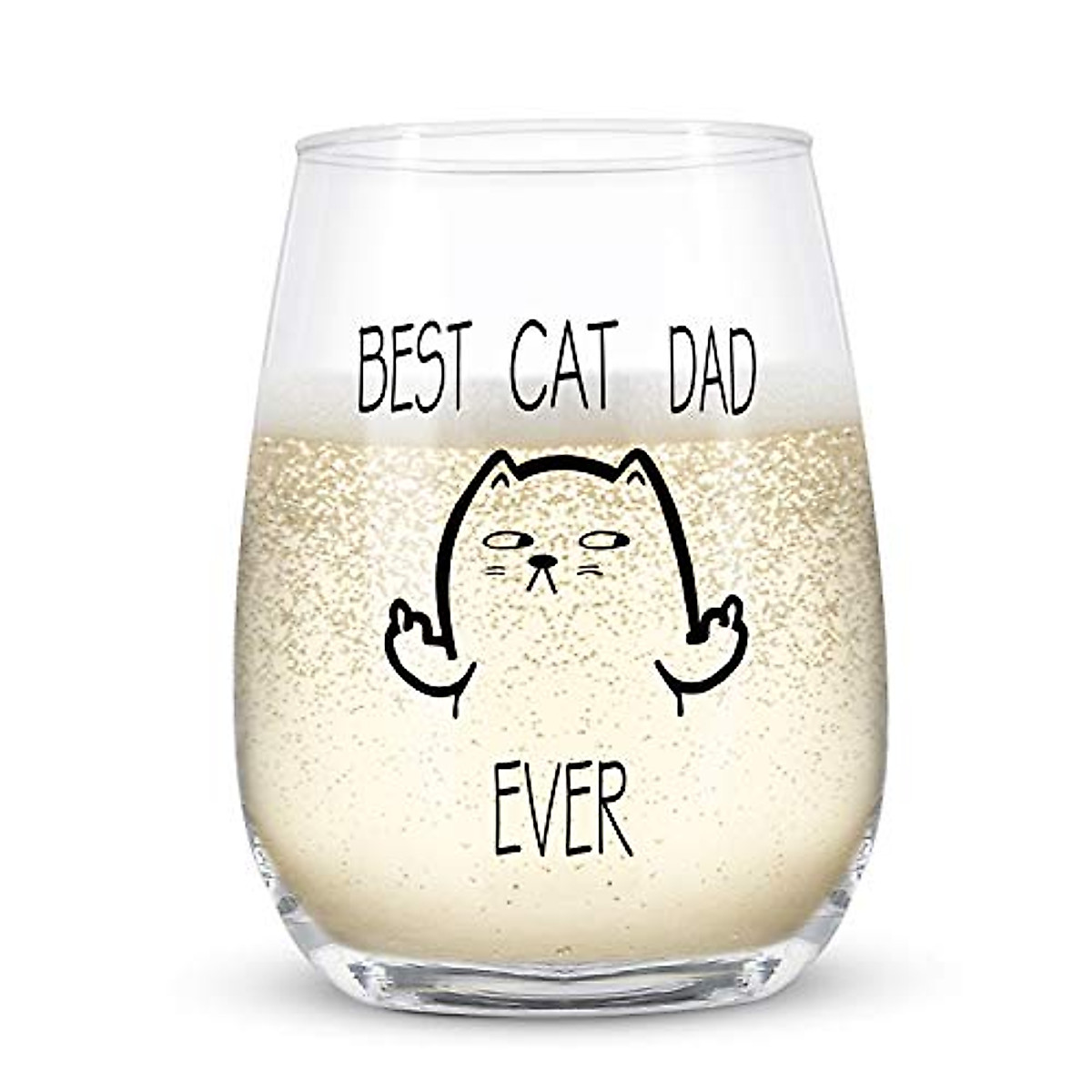Cat Dad Stemless Wine Glass - Funny Dad Wine Glass for Cat Lovers, Dad, New Dad, Father, Papa, Dad Gifts for Christmas, Birthday, Father's Day 15Oz