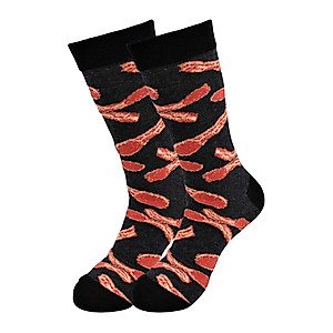Real Sic Fun Socks for Men and Women - Cozy Cotton Dress Socks with Colorful Designs - Cool, Casual, Seafood Patterned (Eggs & Bacon 2 Pack)