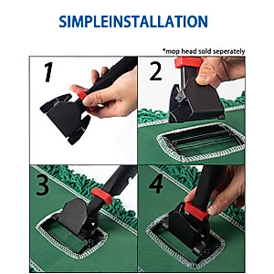 Matthew Cleaning Commercial Quick-Change Dust Mop Handle with Clip-on Metal Gripper for Heavy Duty Mop Head Replacement Holder, Fiberglass Handle 60 inch 6packs-Red