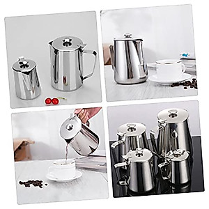 Zerodeko Cold Water Jug Latte Art Pitcher Milk Froth Pitcher Milk Frothing Cup Pulling Coffee Flowers Cup Iced Tea Mugs Espresso Cup Coffee Machine Milk Frother Cup Stainless Steel Silver