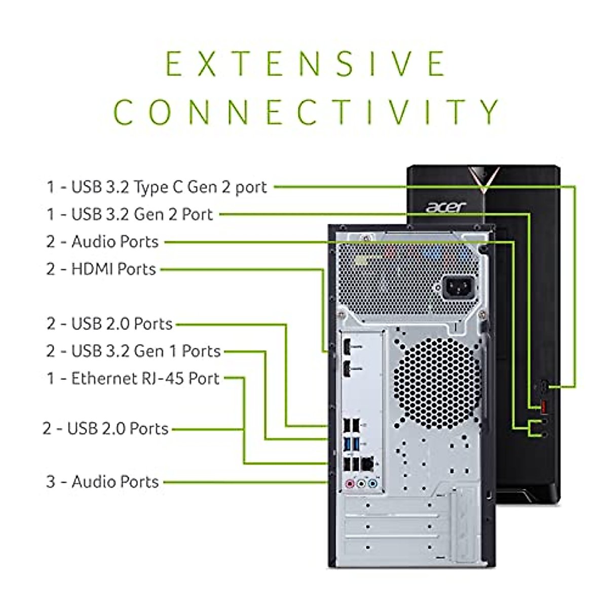 Acer Aspire TC-1660-UA92 Desktop | 10th Gen Intel Core i5-10400 6-Core Processor | 12GB 2666MHz DDR4 | 512GB NVMe M.2 SSD | 8X DVD | Intel Wireless Wi-Fi 6 | Bluetooth 5.2 | Windows 10 Home
