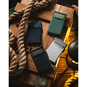 DUGRAFT Credit Card Holder with Money Pocket Mens Minimalist Slim Aluminum Metal Pop Up Wallet for Men RFID Blocking Business Card Holder with Gift Box, Holds 5-7 Cards and Cash, Black