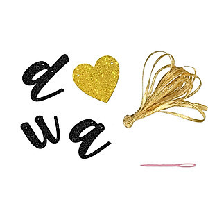 Black Glitter Just Married Banner - Just Married Sign - Wedding Banner - Bridal Shower / Bachelorette Party Decoration Supplies