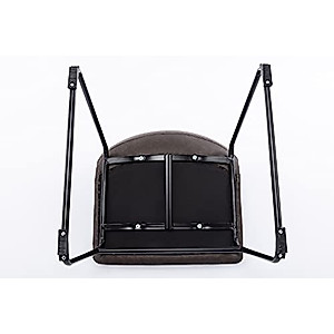 2 Pcs Dining Chairs Armless Accent Chairs PU Leather Bar Stools Indoor/Outdoor Kitchen Dining Room Chairs Modern Barstools with Metal Legs Upholstered, Home Office Kitchen Island Chair, Brown