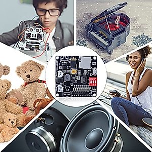 20W Voice Playback Module, PEMENOL DC 6-35V Sound Board USB Downloadable Music Player 24-bit DAC Output MP3 WAV Support TF Card 32GB Max for Broadcast Device DIY Valentine's Day Gift