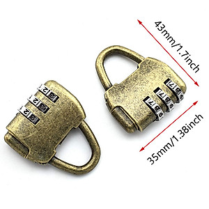 SDTC Tech 2-Pack Mini Antique Password Padlock Retro Vintage Style Handbag Shape Bronze Locks
