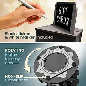 DS THE DISPLAY STORE 3 Tier Rotating Sticker Display Stand for Vendors, Black Wooden Countertop Organizer Shelf for Coasters, Retail, Showcase, Tradeshow