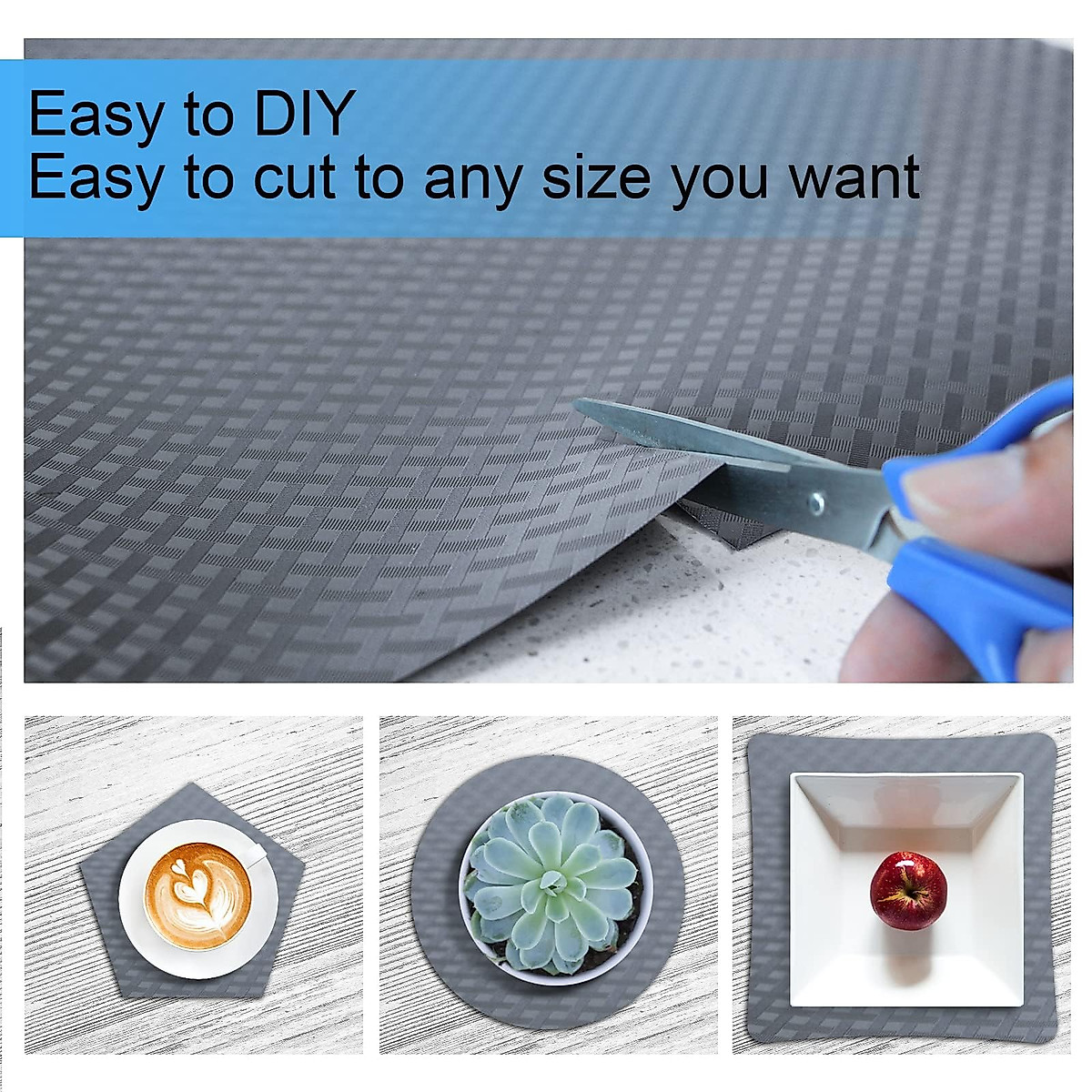 FEXIA Shelf Liner for Kitchen Cabinets, 17.5 Inch x 20 FT(240 Inch) Non Adhesive Cabinet Liner, Drawer Liners, Refrigerator Liners, Washable Oil-Proof Fridge Pads Shelves Drawer (Gray)