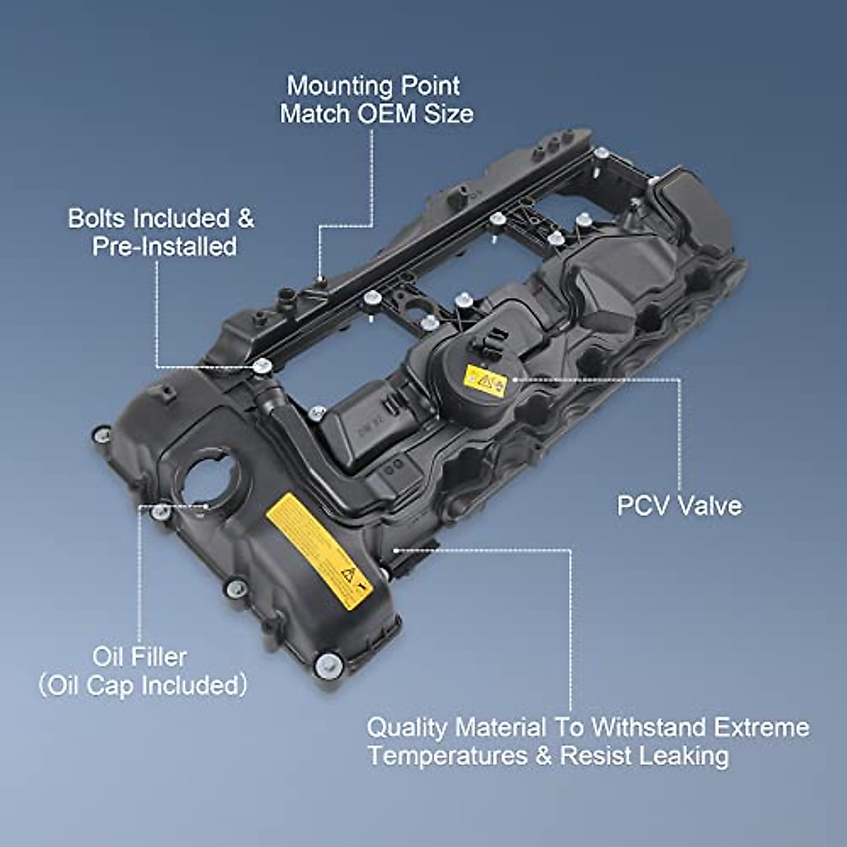 JDMSPEED New Engine Valve Cover with Gasket 11127570292 Replacement for BMW 335i 535i 2010-2017, 740i 740Li 2013-2015, X3 X5 X6 2011-2019 3.0L 264937 7570292 11-12-7-570-292 N55