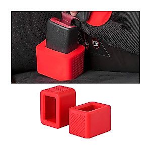 BELOMI 2 Pack Seat Belt Buckle Holder, Easy Access to The Buckles of Rear Seats, Silicone Seat Belt Buckle Booster Suitable for Kids, Car Seatbelt Holder Makes Receptacle Upright Buckling (Red)