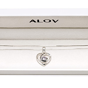 ALOV Jewelry Sterling Silver She believed she could so she did Love Heart Cubic Zirconia Pendant Necklace