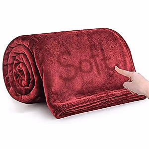 MOONLIGHT20015 Silk Touch Warm Fleece Throw Blankets - 400 GSM Throws for Sofa Fluffy Blanket Bed Throw for Bedroom, Couch, Travel (Burgundy, Twin 60" x 80")