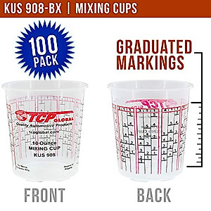 Custom Shop - 10oz Paint Mixing Cups - Full Case of 100 - Calibrated Mixing Ratios on Side of Cup Epoxy Resin