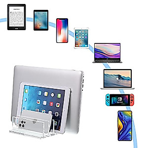 4-Compartment Acrylic Vertical Laptop Stand, Can Accommodate with a Thickness of Less Than 2 cm, Fits Most Laptop (Clear)