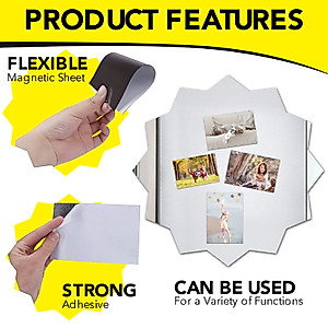 DIYMAG Magnetic Adhesive Sheets,|4" x 6"|,10 Pack Cuttable Magnetic Sheets,Flexible magnet sheets with adhesive for Crafts,Photos,Easy Peel and Stick