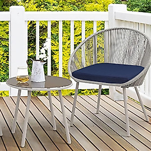 Homcomoda Outdoor Chair Cushions Set of 4 Waterproof Patio Chair Cushions with Ties Memory Foam Outdoor Seat Cushions for Patio Furniture,17 x 16x 2 Inch,Navy Blue