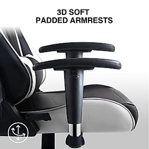 GTRACING Gaming Chair Racing Office Computer Ergonomic Video Game Chair Backrest and Seat Height Adjustable Swivel Recliner with Headrest and Lumbar Pillow Esports Chair (White)