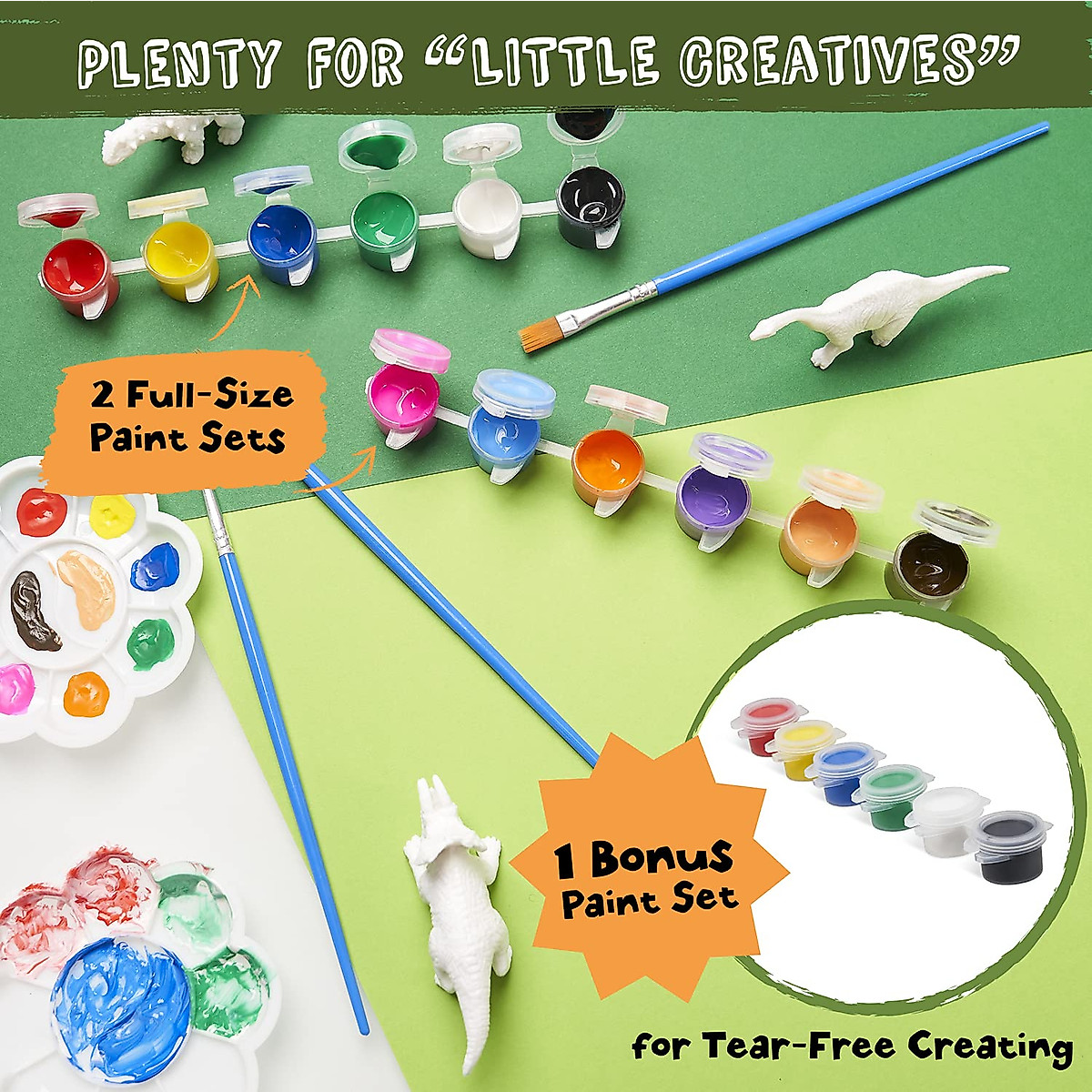 ARTMIX Dinosaur Painting Kit - 16 Piece Set, Won’t Run Out of Paint - Bring Dino Love to Life Arts and Crafts Kit for Kids Painting Toys Kids Crafts for Age 3 to 12 Boys and Girls DIY Gift Set