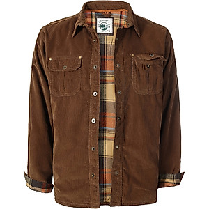 Gioberti Men's 100% Cotton Extremely Soft Corduroy Shirt Jacket with Flannel Lining, Camel, L