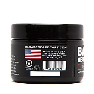 Badass Beard Care Beard Butter For Men - THE PATRIOT, 3 oz - Made of Natural Ingrediens for Healthy, Soften and Itchness Free Beard and Mustache