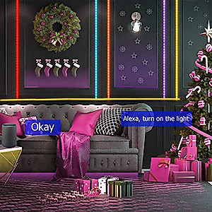 WBM Smart RGB LED Strip Lights, IP65 Waterproof 16.4 ft Long LED Strip, Compatible with Alexa, Google Home, App Control for Home, Kitchen, Bedroom