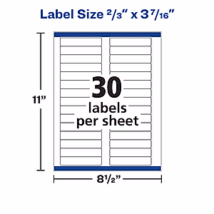 Avery File Folder Labels for Laser and Ink Jet Printers with TrueBlock Technology, 3.4375 x .66 inches, White, Box of 1500 (5366)