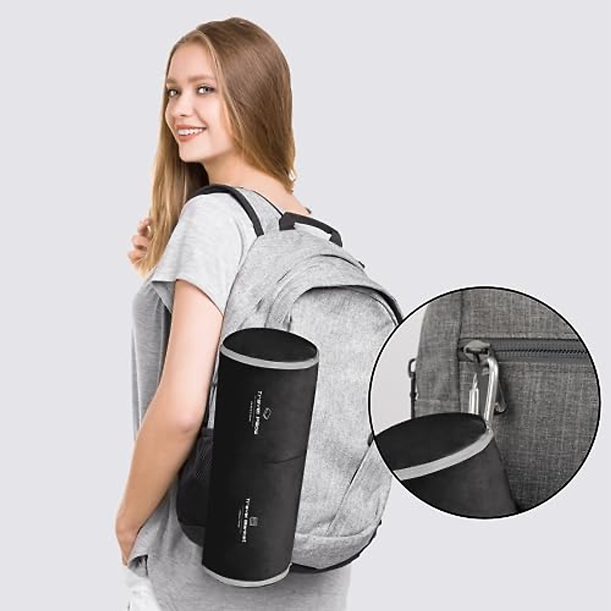 urnexttour Travel Pillow and Blanket Set Neck Pillow Airplane Memory Foam for Traveling Compact with Bag Black