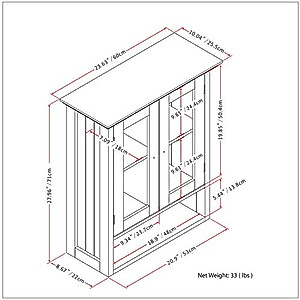 SIMPLIHOME Acadian 28 inch H x 23.6 inch W Double Door Wall Bath Cabinet in Pure White with Storage Compartment and 2 shelves, for the Bathroom, Transitional