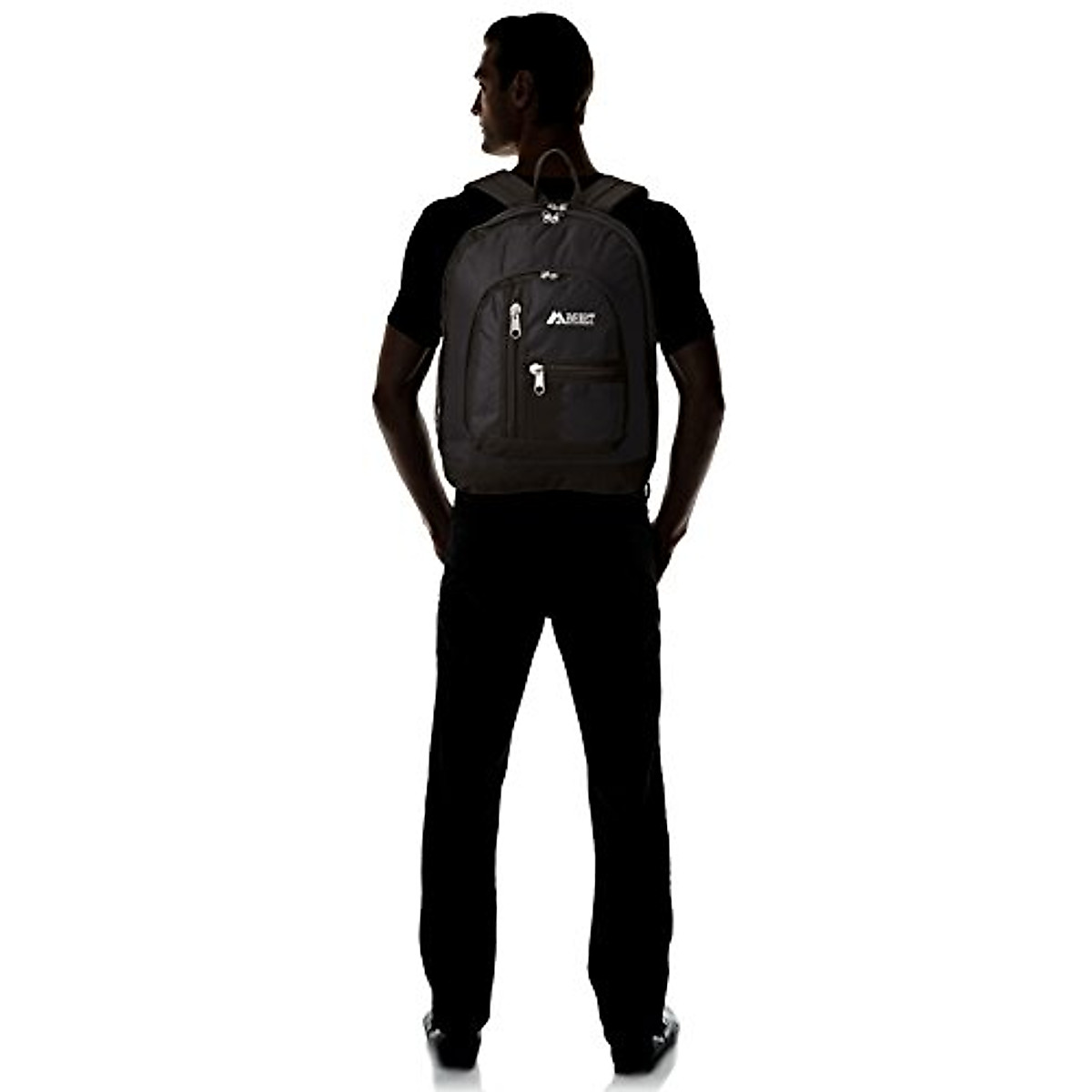 Everest Double Main Compartment Backpack, Black, One Size