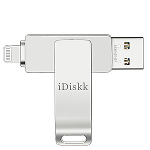 【App-le Certified】iDiskk 128GB Photo Storage Stick iPhone Storage Flash Drive for iPhone usb storage flash drive,iPhone USB External Storage for Mac,iPad and PC Photo Stick for Photos Videos Contacts