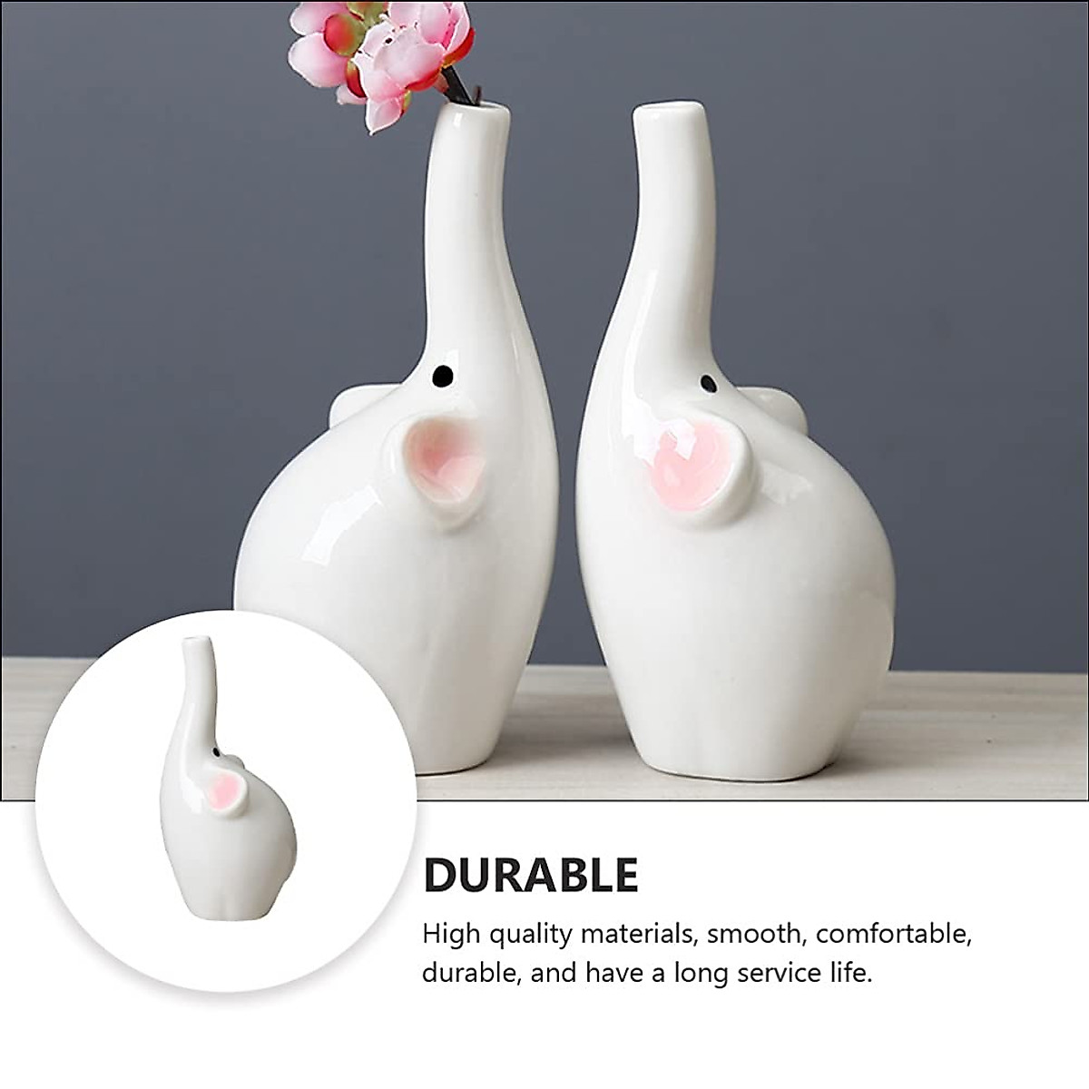 BESPORTBLE Cartoon Elephant Vase Flower White Pot Ceramics Flower Pot Ceramics Ornament Ceramics Vase Indoor Vase Adornment White Vase Cartoon Vase Ornament Elephant Adornment