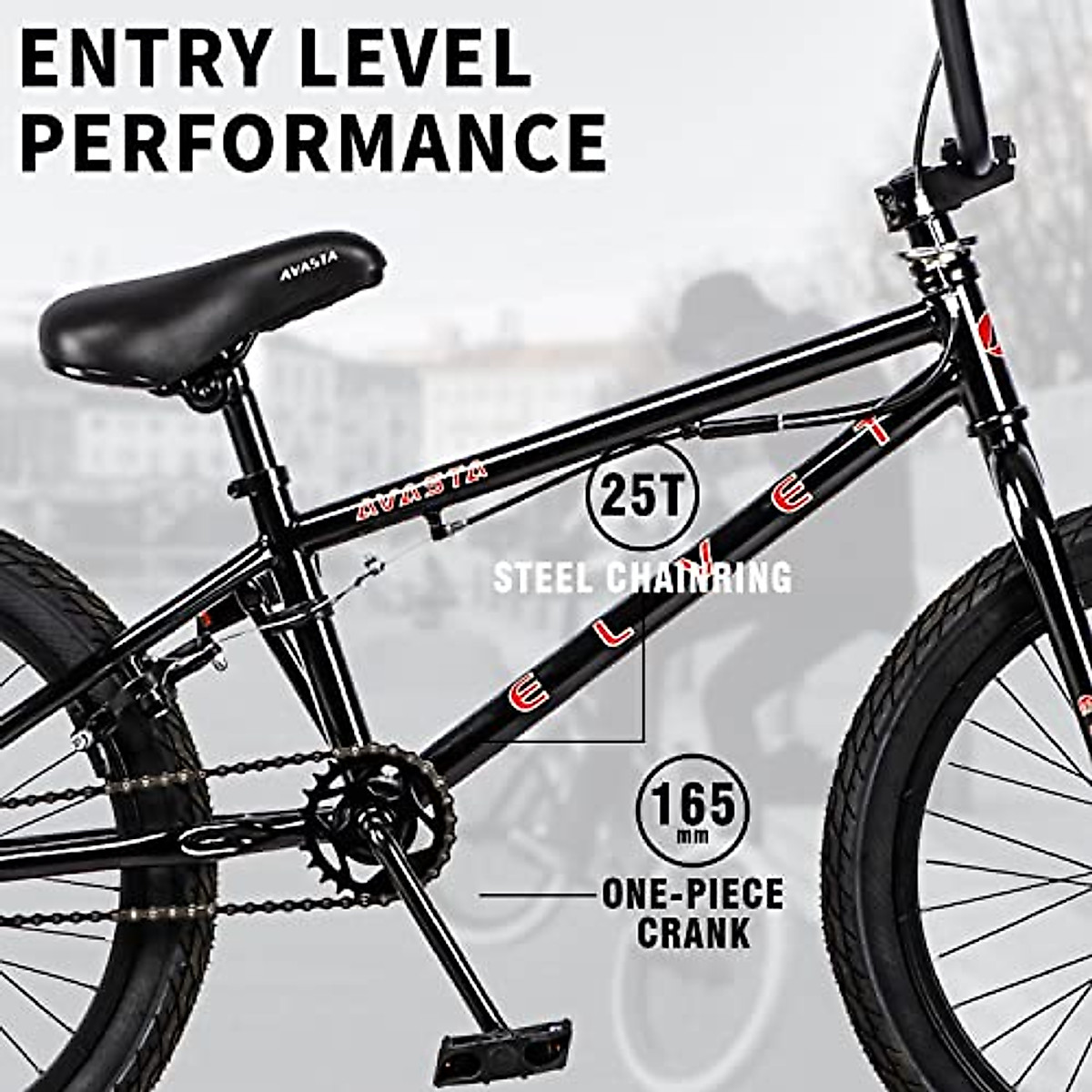 AVASTA Kids Bike 20 Inch BMX Freestyle Bicycle for 6 7 8 9 10 11 12 13 14 Years Old Boys, Freewheel Kids Bike with 360 Gyro Rotor/4 Pegs/Handbrake/Rear U-Brake, Black Red