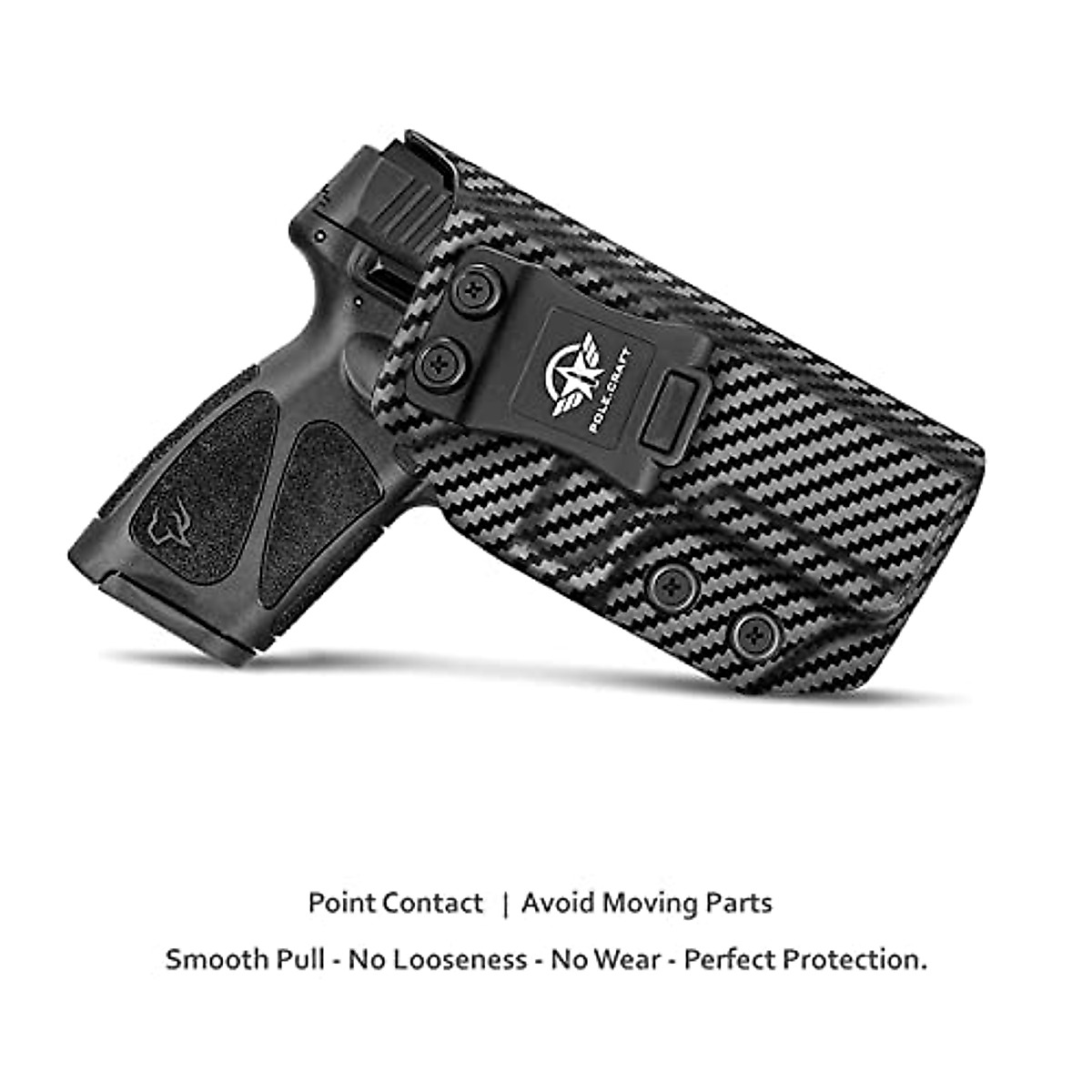 POLE.CRAFT Taurus G3 Holster, Carbon Fiber Kydex Holster IWB for Taurus G3 9mm / .40 Pistol Case - G3 Taurus Holster 9mm - Inside Waistband Holster Taurus G3 IWB Kydex Accessories (Black, Right Hand)
