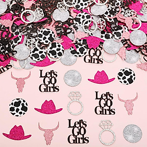 Let’s Go Girls Bachelorette Party Decorations, 200Pcs Let’s Go Girls Confetti for Table, Disco Cowgirl Western Nashville Bridal Shower Engagement Wedding Supplies