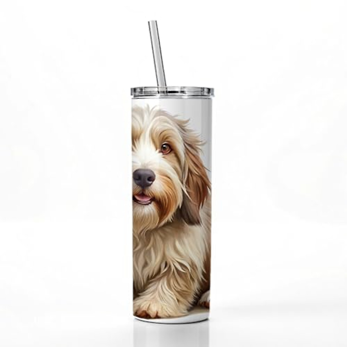 Petit Basset Griffon Vendeen Dog Illustration Skinny Tumbler 20oz with Straw Insulated Water Bottle Gift