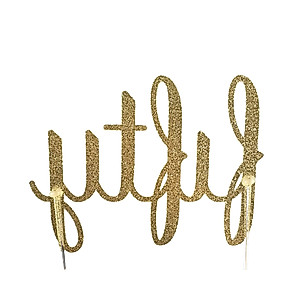 CMS Design Studio Handmade 50th Birthday Cake Topper Decoration - Double Sided Gold Glitter Stock