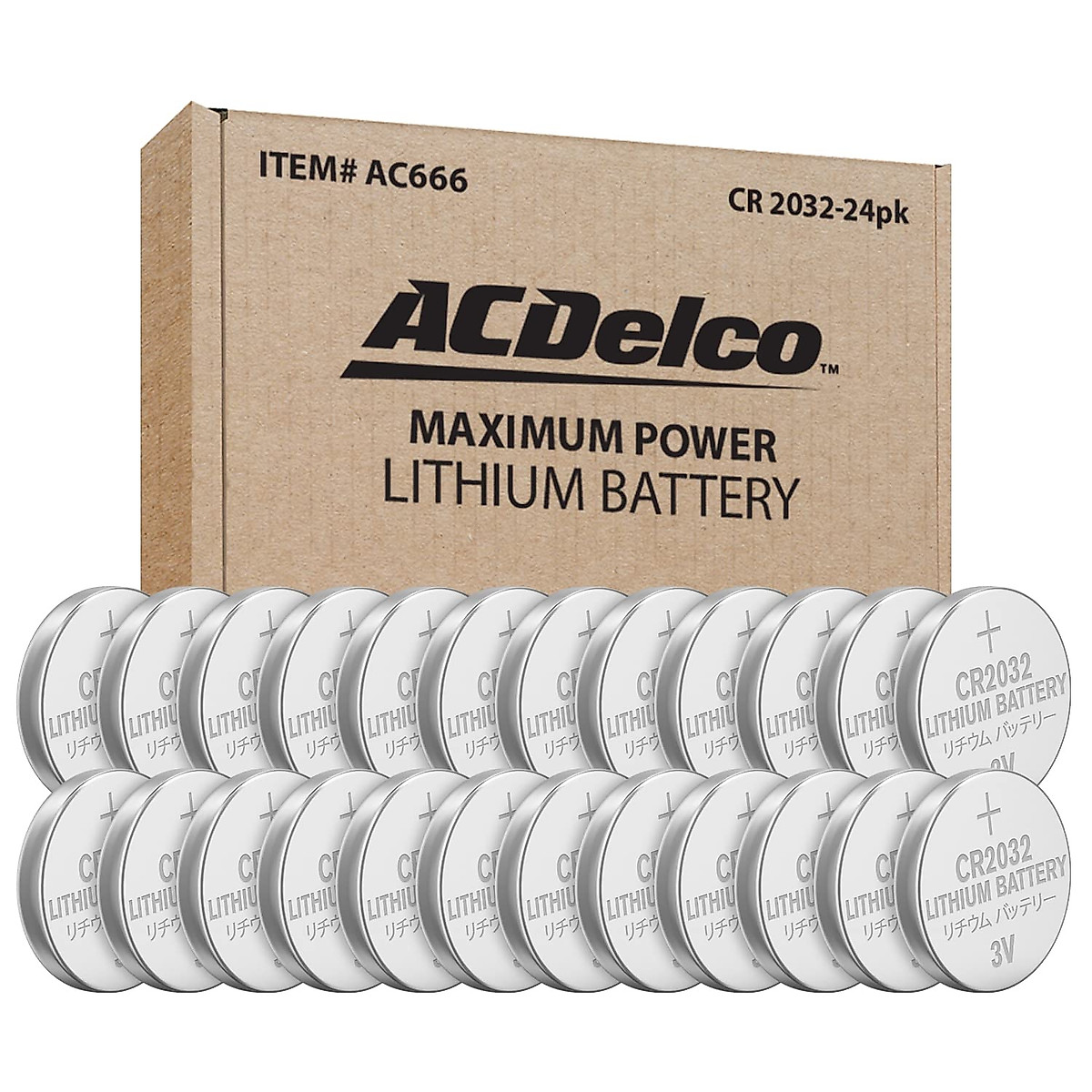 ACDelco 24-Count CR2032 Batteries, Lithium 3V Coin Cell Button Battery Pack for Watch and Small Electronics, 5 Year Shelf Life