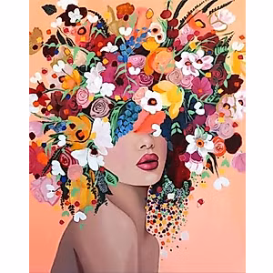 Eiazuiks Diamond Painting Kits for Adults, Flowers Girl 5D DIY Diamond Art Kits Full Drill Diamond Dots for Gift Wall Decor Gem Arts 12x16 inch