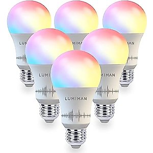 Smart Light Bulbs,Wi-Fi Led Bulbs RGBCW, LCompatible with Alexa and Google Assistant,6 Pack 7.5W 800LM, Color Changing Light Bulb, No Hub Required(2.4Ghz Only)