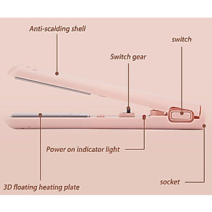 Mini Dual-Purpose Curling Iron,Mini Flat Iron 2 in 1 Mini Flat Iron Curling Iron,Mini Dual Hair Curler USB Rechargeable Small Hair Curler Iron for Short and Long Hair