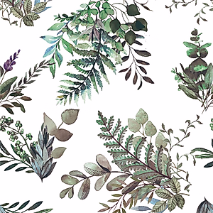Boho Wallpaper Peel and Stick Watercolor Eucalyptus Leaf Wallpaper Floral Removable Wallpaper Green Farmhouse Wallpaper Nursery Decor 17.7in x 118in Covering 14.53 sq. ft